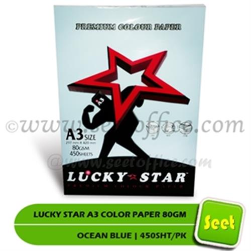 LUCKY STAR A3 COLOR PAPER 80GM 450SHT/PACK - OCEAN BLUE - Seet Office ...
