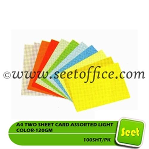 A4 TWO SHEET CARD- ASSORTED LIGHT COLOR-120GM, 100SHT/PK - Seet Office ...