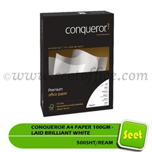 CONQUEROR A4 PAPER 100GM - LAID BRILLIANT WHITE, 500 SHT/PK - Seet ...