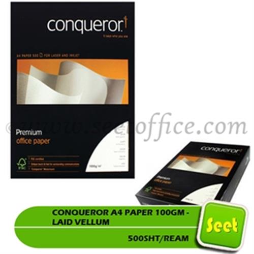 CONQUEROR A4 PAPER 100GM - LAID VELLUM, 500 SHT/PK - Seet Office ...