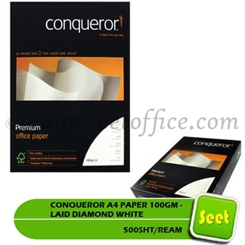 CONQUEROR A4 PAPER 100GM - LAID HIGH WHITE, 500 SHT/PK - Seet Office ...