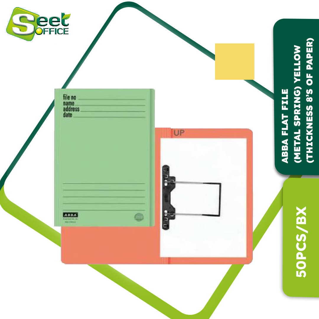 ABBA FLAT FILE (METAL SPRING) (THICKNESS 8'S OF PAPER) - YELLOW ( 50PCS ...