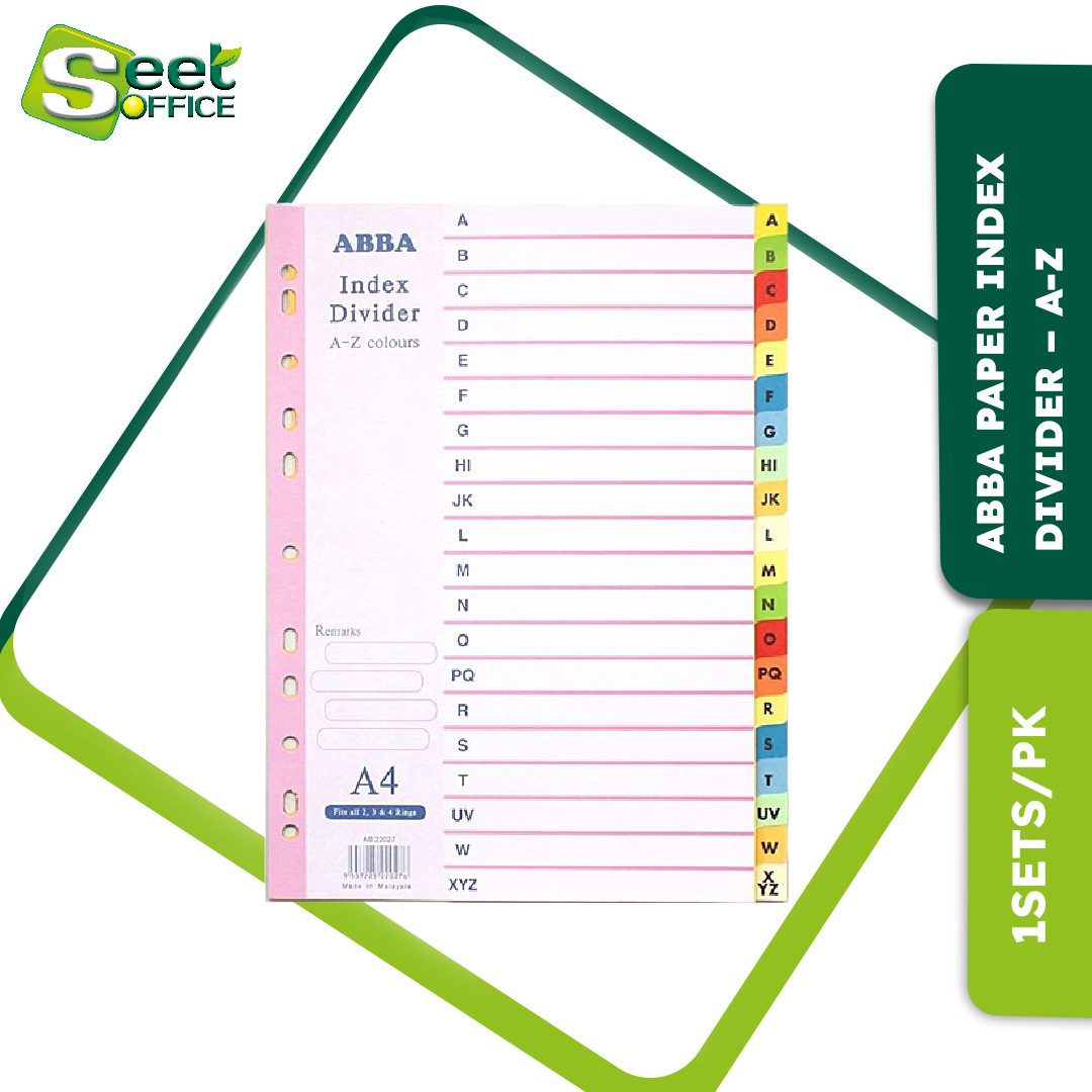 ABBA PAPER INDEX DIVIDER - A-Z (1SETS/PK) - Seet Office Supplies Malaysia