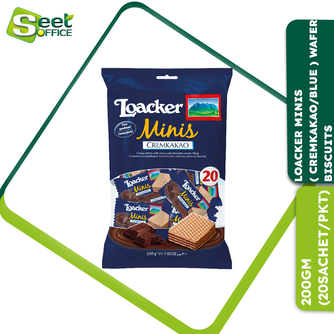 LOACKER MINIS ( CREMKAKAO/BLUE ) WAFER BISCUITS 200GM (20SACHET/PKT ...