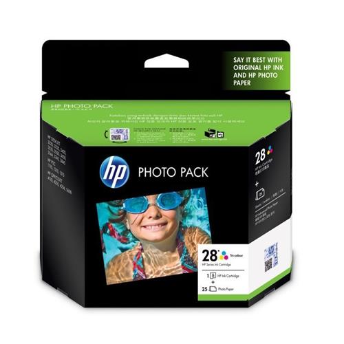 HP NO 28 INK CARTRIDGE ( COLOR ) + PHOTO PACK GLOSSY (4R/25SHT/250GSM ...