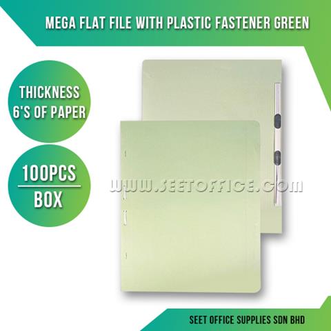 MEGA FLAT FILE WITH PLASTIC FASTENER (THICKNESS 6'S OF PAPER) GREEN ...