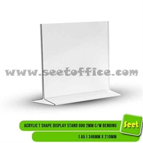 ACRYLIC T SHAPE DISPLAY STAND (A5 SIZE) 000 2MM 346MM X 210MM C/W ...