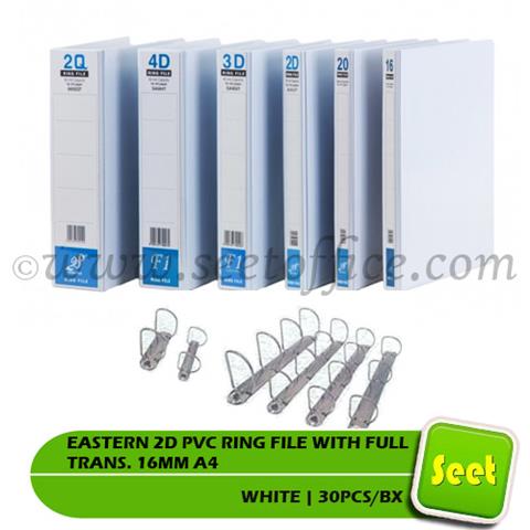 EASTERN 3D PVC RING FILE WITH FULL TRANS. 16MM A4 - WHITE (30PCS/BX ...