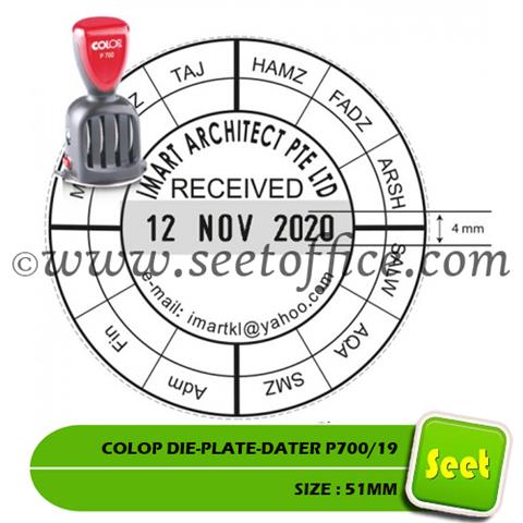 COLOP DIE-PLATE-DATER, SIZE : 51MM (MODEL P700/19) - Seet Office ...