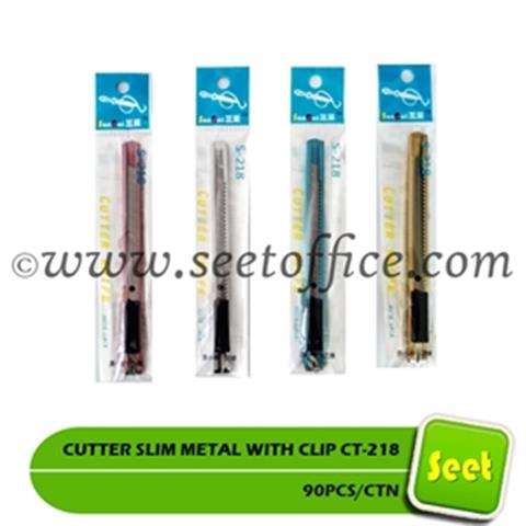 CUTTER SLIM METAL WITH CLIP, 90PCS/CTN - Seet Office Supplies Malaysia