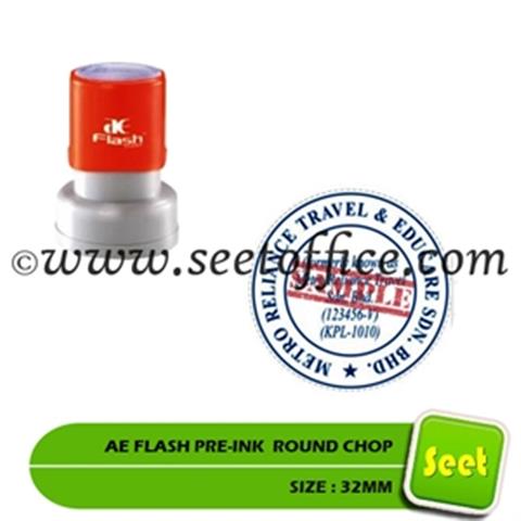 AE FLASH PRE-INK ROUND CHOP -SIZE 32MM - Seet Office Supplies Malaysia