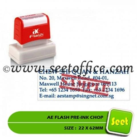 AE FLASH PRE-INK CHOP SIZE 22 X 62MM - Seet Office Supplies Malaysia