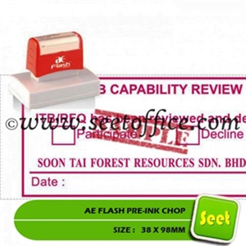 AE FLASH PRE-INK CHOP SIZE 38 X 98MM - Seet Office Supplies Malaysia