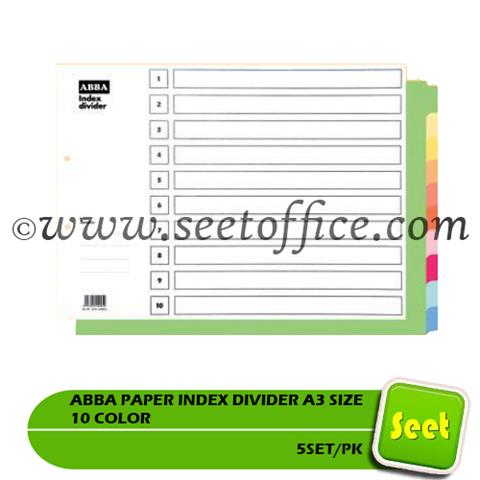 ABBA PAPER INDEX DIVIDER A3 SIZE - 10 COLOR ( 5SET/PK) - Seet Office ...