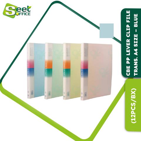 CBE A4 PP LEVER CLIP FILE EMBOSS TRANSPARENT BLUE (12PCS/BOX) [144PCS ...
