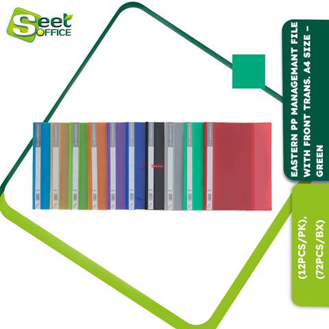 EASTERN PP803 MANAGEMENT FILE WITH FRONT TRANS. A4 SIZE GREEN (12PCS ...