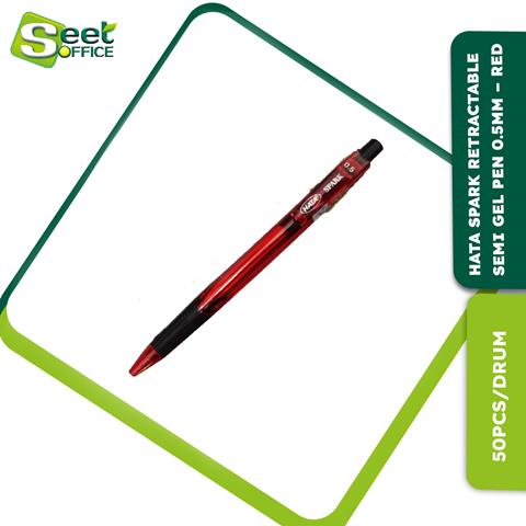HATA SPARK RETRACTABLE SEMI GEL PEN 0.5MM RED (50PCS/DRUM) - Seet ...
