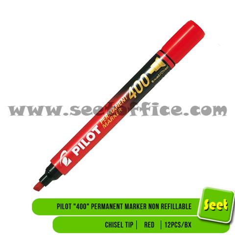 PILOT 400 PERMANENT MARKER NON REFILLABLE (CHISEL TIP) RED (12PCS/BOX ...