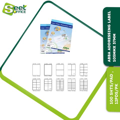 ABBA A4 ADDRESSING LABEL DIA:105MMx37MM 16 LABLE (100'S/PACK) - Seet ...