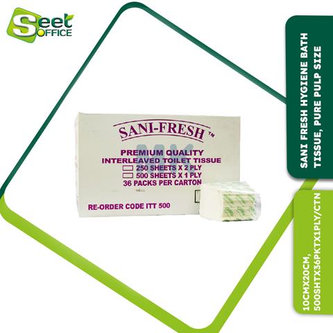 SANI FRESH HYGIENE BATH TISSUE PURE PULP 1 PLY SIZE: 10CMx20CM (500 ...