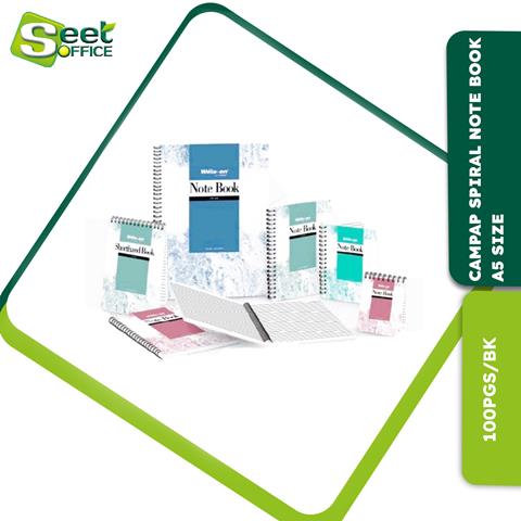 CAMPAP WRITE-ON CW2237 HARD COVER SPIRAL NOTE BOOK A5 70GSM (100PGS ...