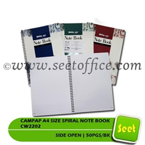 CAMPAP WRITE-ON CW2202 SPIRAL NOTE BOOK A4 70GM (SIDE OPEN) (50PGS ...