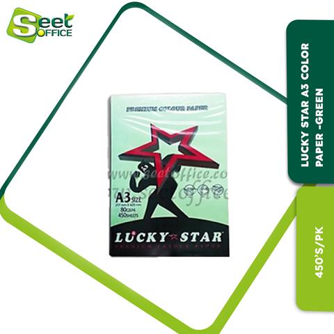 LUCKY STAR A3 COLOR PAPER -GREEN,450'S/PK - Seet Office Supplies Malaysia