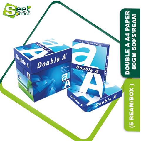 DOUBLE A A4 PAPER 80GM 500'S/REAM (5 REAM/BOX) - Seet Office Supplies ...
