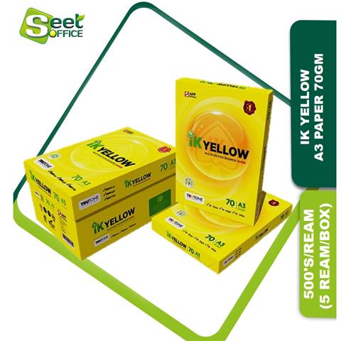 IK YELLOW A3 PAPER 70GM 500'S/REAM (5 REAM/BOX) - Seet Office Supplies Malaysia