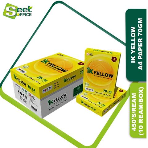 IK YELLOW A4 PAPER 70GM 450'S/REAM (10 REAM/BOX) - Seet Office Supplies ...