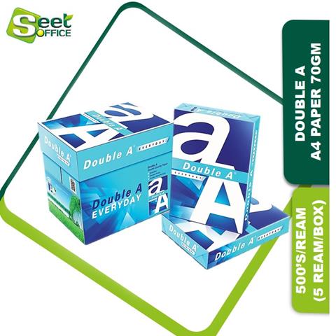 DOUBLE A A4 PAPER 70GM 500'S/REAM (5 REAM/BOX) - Seet Office Supplies ...