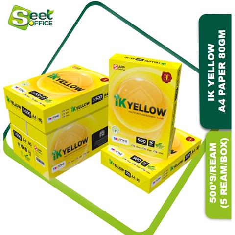 IK YELLOW A4 PAPER 80GM 500'S/REAM (5 REAM/BOX) - Seet Office Supplies ...