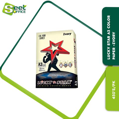 LUCKY STAR A3 COLOR PAPER -IVORY,450'S/PK - Seet Office Supplies Malaysia