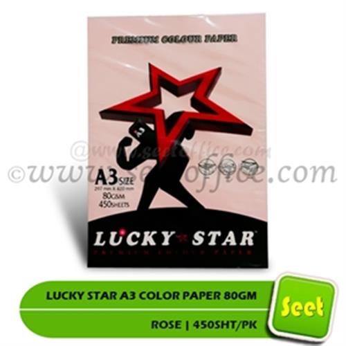 LUCKY STAR A3 COLOR PAPER -ROSE ,450'S/PK - Seet Office Supplies Malaysia