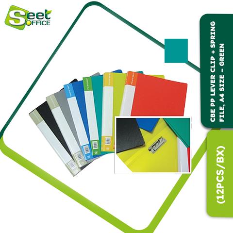 CBE A4 PP SPRING CLIP FILE GREEN (12PCS/BOX) [144PCS/CTN] - Seet Office ...