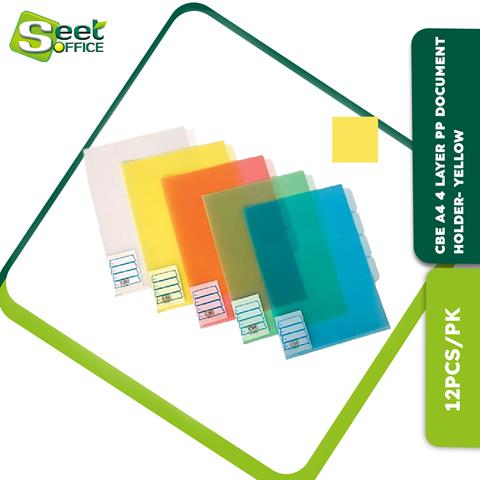 CBE A4 4 LAYER PP DOCUMENT HOLDER YELLOW (12PCS/PACK) (60PCS/BOX ...