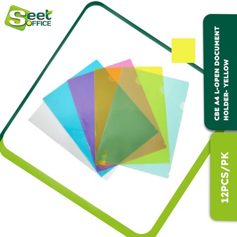 CBE A4 PP L-SHAPE OPEN DOCUMENT HOLDER YELLOW (12PCS/PACK) (240PCS/BOX ...