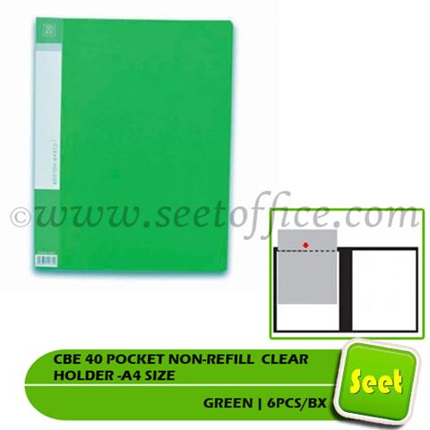 CBE A4 CLEAR HOLDER NON-REFILL 40 POCKET GREEN (6PCS/BOX) [36PCS/CTN ...
