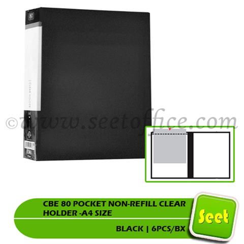 CBE A4 CLEAR HOLDER NON-REFILL 80 POCKET BLACK (6PCS/BOX) [36PCS/CTN ...