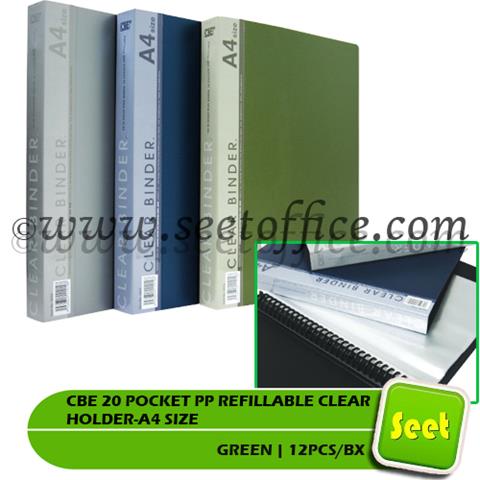 CBE A4 REFILLABLE METALLIC CLEAR HOLDER 20 POCKET 30 HOLES GREEN (12PCS ...