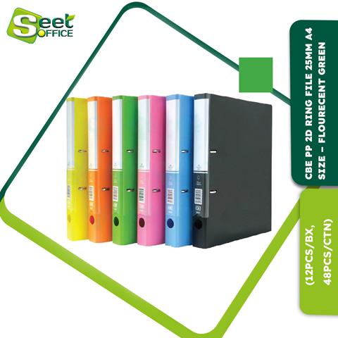 CBE A4 2D PP RING FILE 25MM FLOURECENT GREEN (12PCS/BOX) [48PCS/CTN ...