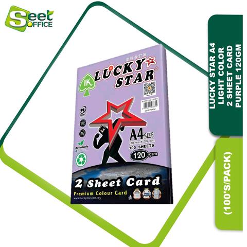 LUCKY STAR A4 LIGHT COLOR 2 SHEET CARD120GM PURPLE (100'S/PACK) [10PACK ...