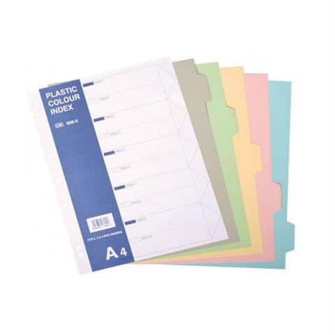CBE A4 PLASTIC INDEX DIVIDER 5 COLOR 1 SETS/PACK [200PACK/CTN] - Seet ...