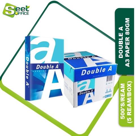DOUBLE A A3 PAPER 80GM 500'S/REAM (5 REAM/BOX) - Seet Office Supplies ...