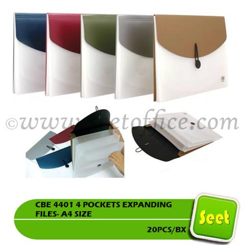 CBE A4 EXPANDING FILES 4 POCKETS MIX COLOR (20PCS/BOX) [120PCS/CTN ...