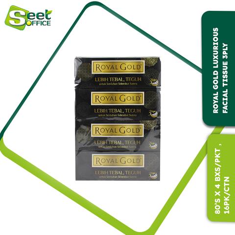 ROYAL GOLD LUXURIOUS FACIAL TISSUE 3PLY 80'S X 4 BXS/PKT , 16PK/CTN ...