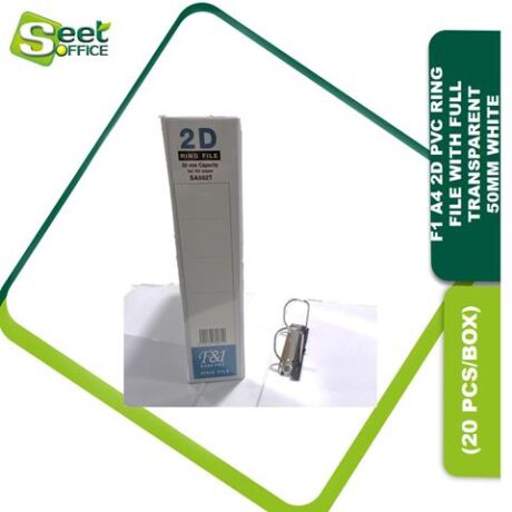 F1 2D PVC RING FILE WITH FULL TRANSPARENT 50MM A4 WHITE (20PCS/BOX ...