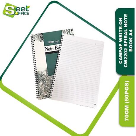CAMPAP WRITE-ON CW2202 SPIRAL NOTE BOOK A4 70GM (50PGS) - Seet Office ...
