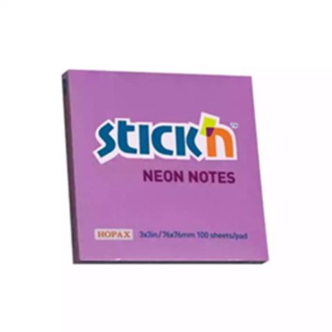 HOPAX 3"x3" STICKY NOTE NEON PURPLE COLOR 100'S/PAD (12PAD/PACK) - Seet ...