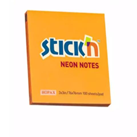HOPAX 3"x3" STICKY NOTE NEON ORANGE COLOR 100'S/PAD (12PAD/PACK) - Seet ...